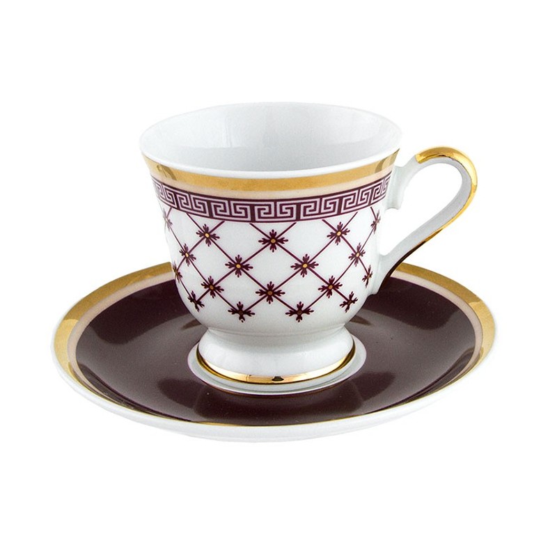 Tasse Caf 100 Ml Avec Soucoupe 13 Cm Ruban Imp rial En Porcelaine 